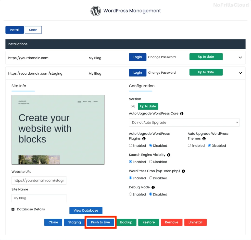 Create a Staging Environment for WordPress | NoFrillsCloud Blog